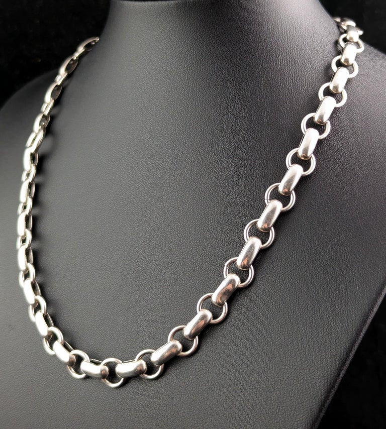 Antique Silver Book Chain Collar Necklace, Victorian For Sale at 1stDibs