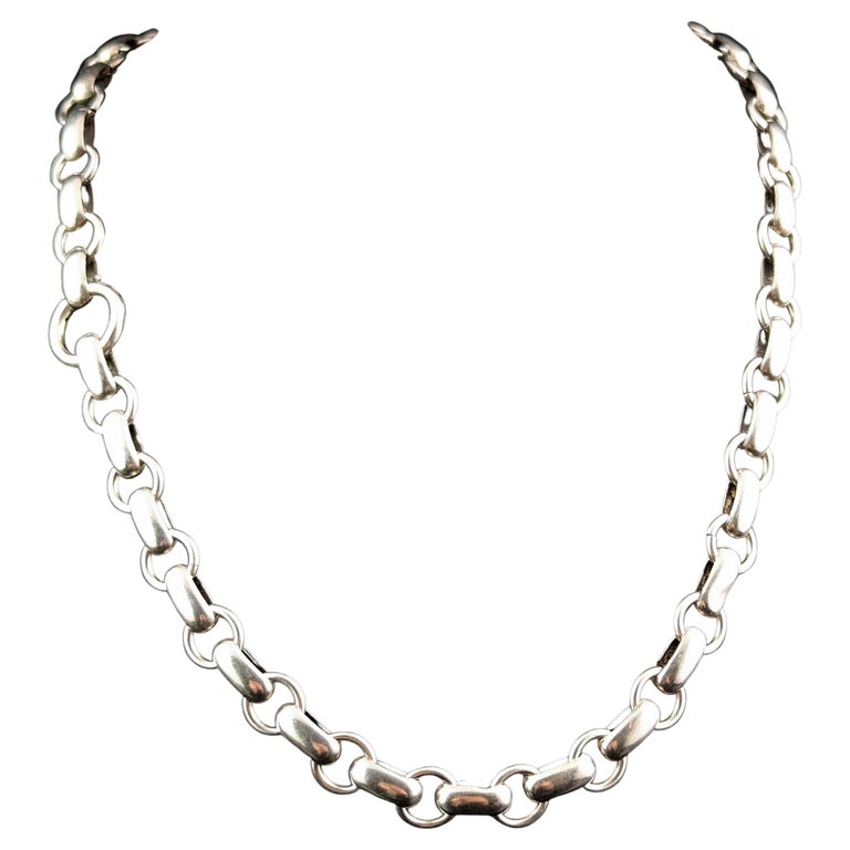 Antique Silver Book Chain Collar Necklace, Victorian For Sale at 1stDibs