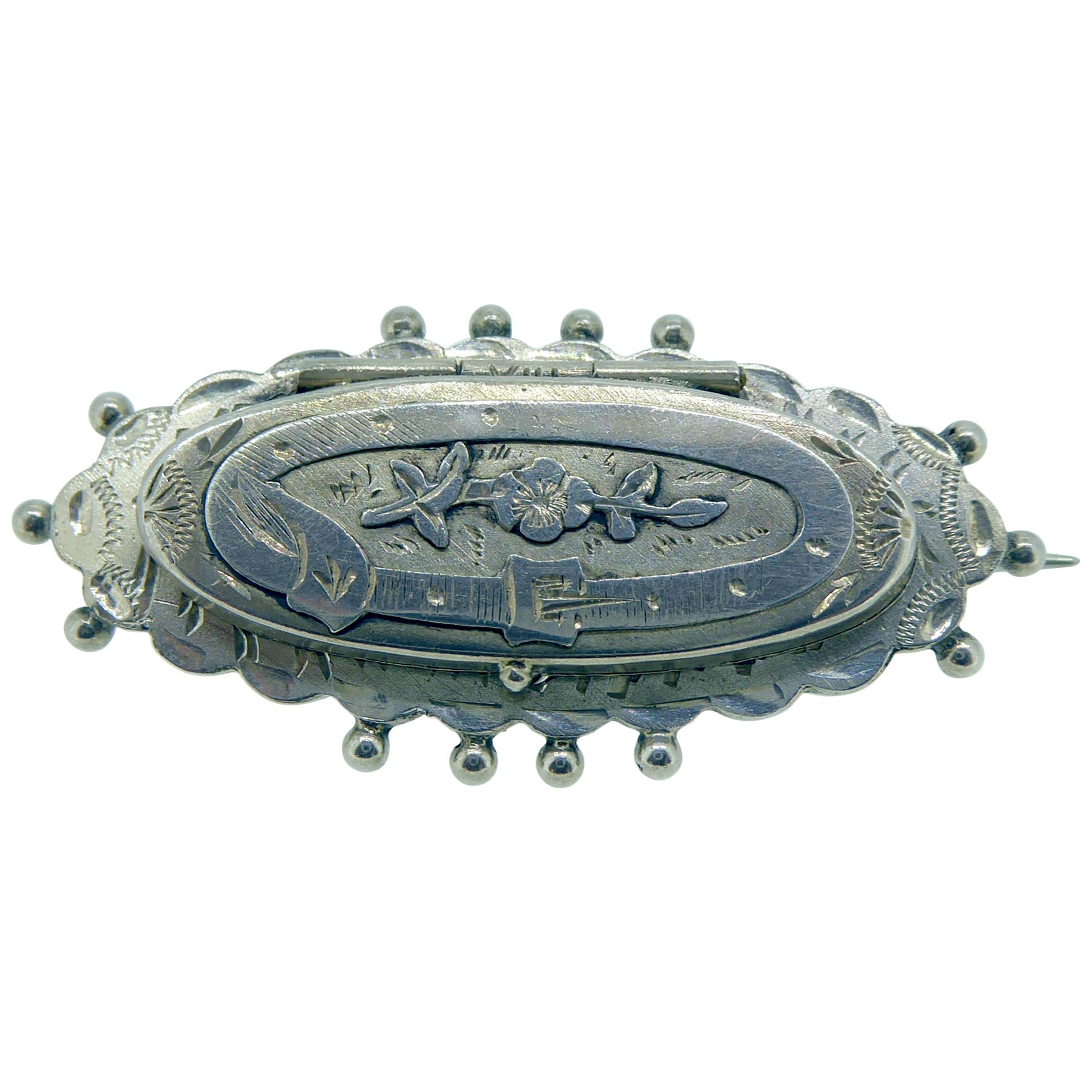 Antique Silver Brooch with Hidden "Remembrance" Message, Hallmarked ...