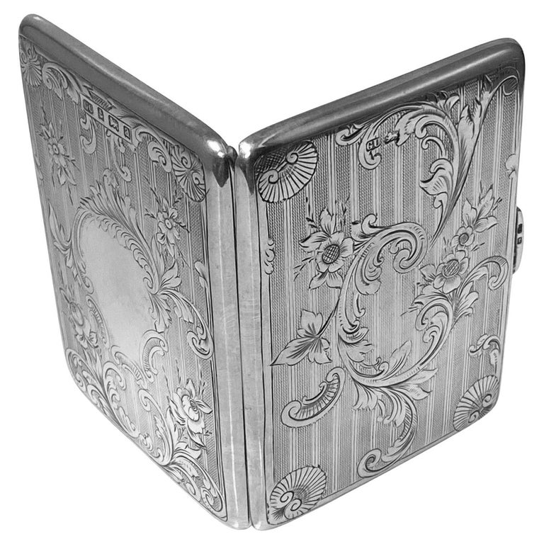 Antique Silver Card or Cigarette Case, Birmingham 1900 George Unite at ...