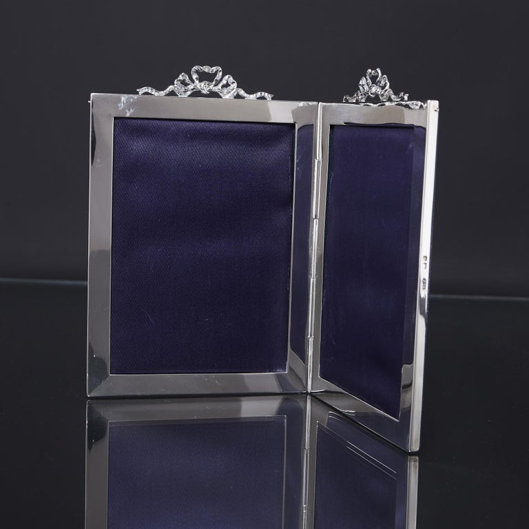 Antique Silver Double Folding Photograph Frame For Sale at 1stDibs