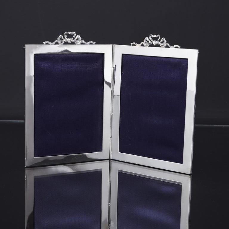 Antique Silver Double Folding Photograph Frame For Sale at 1stDibs