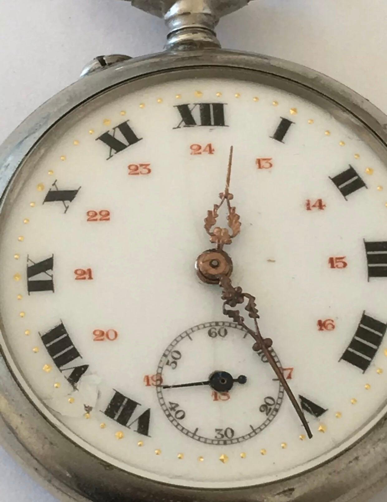 Antique Silver Enamel Dial Pocket Watch For Sale at 1stDibs | depose ...