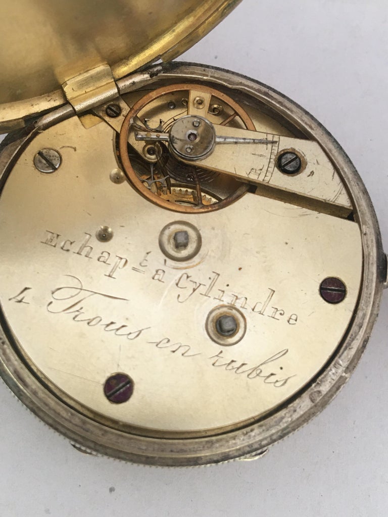 Antique Silver Engined Turn Cased Key Winding Pocket Watch For Sale at ...