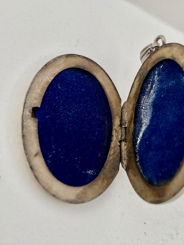 Antique Silver Engraved Oval Locket Pendant at 1stDibs