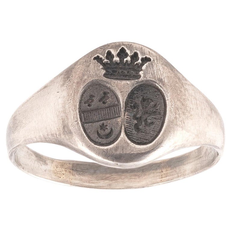Antique Silver French Signet Ring For Sale at 1stDibs