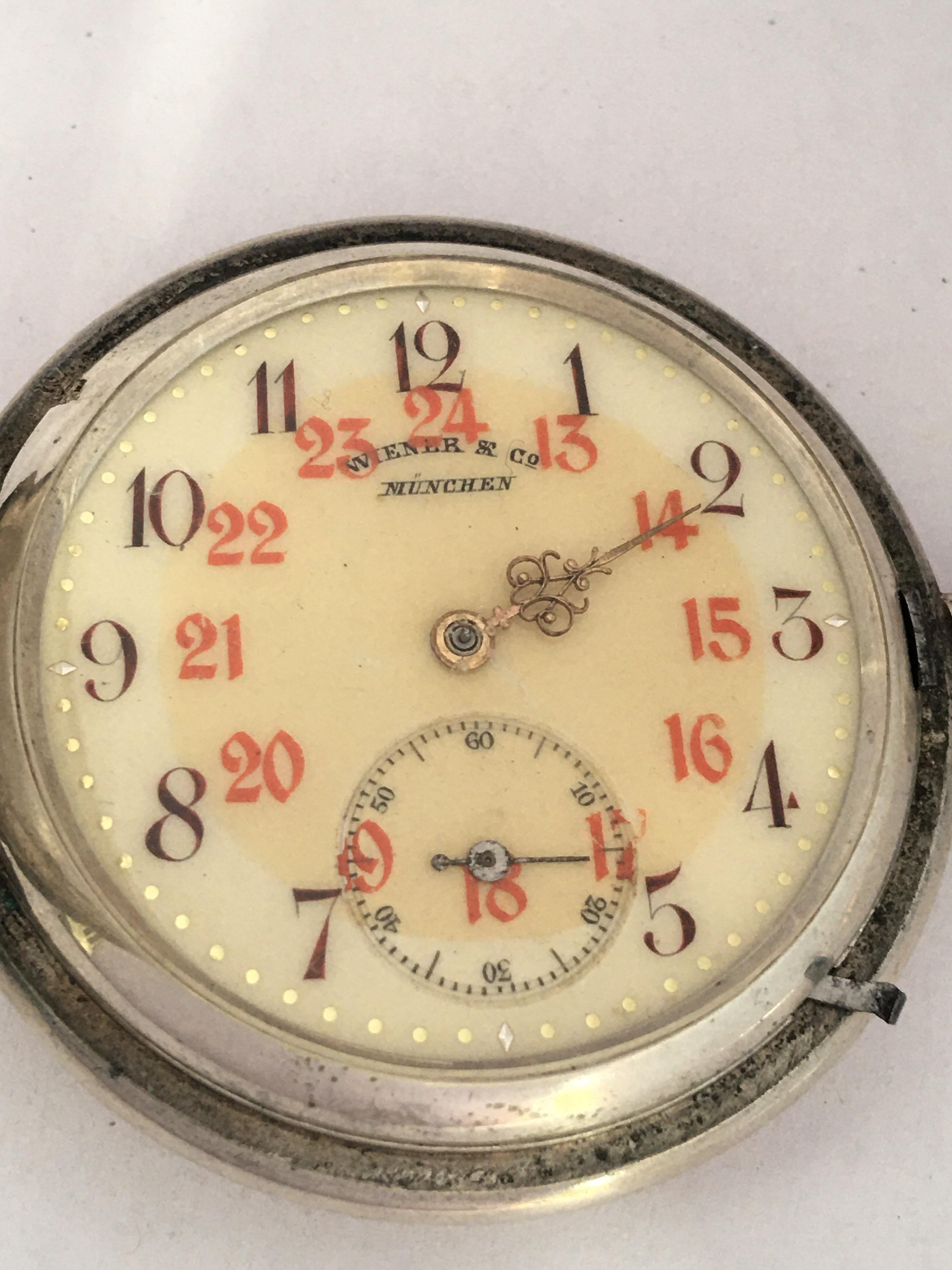 Antique Silver Full Hunter Hand Winding Pocket Watch For Sale at ...