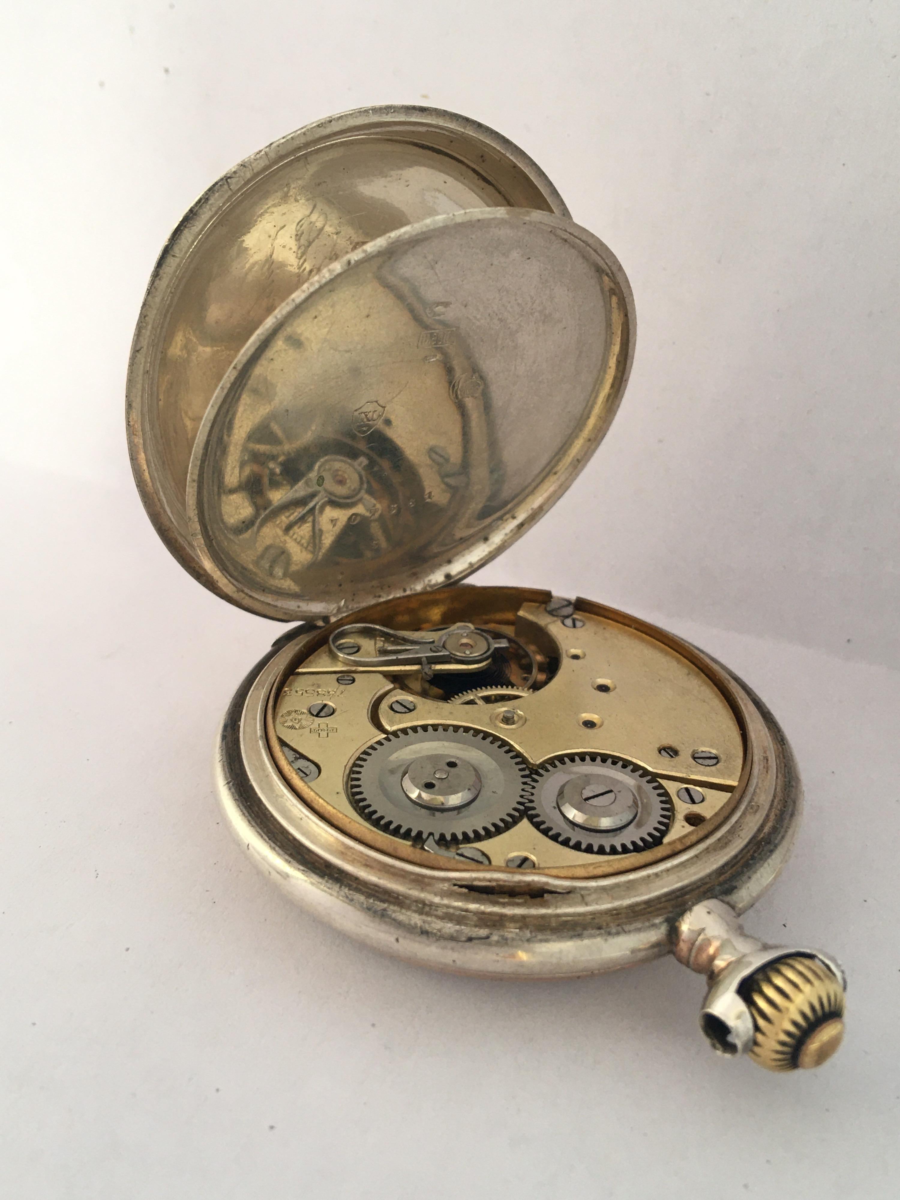Antique Silver Full Hunter Hand Winding Pocket Watch For Sale at ...