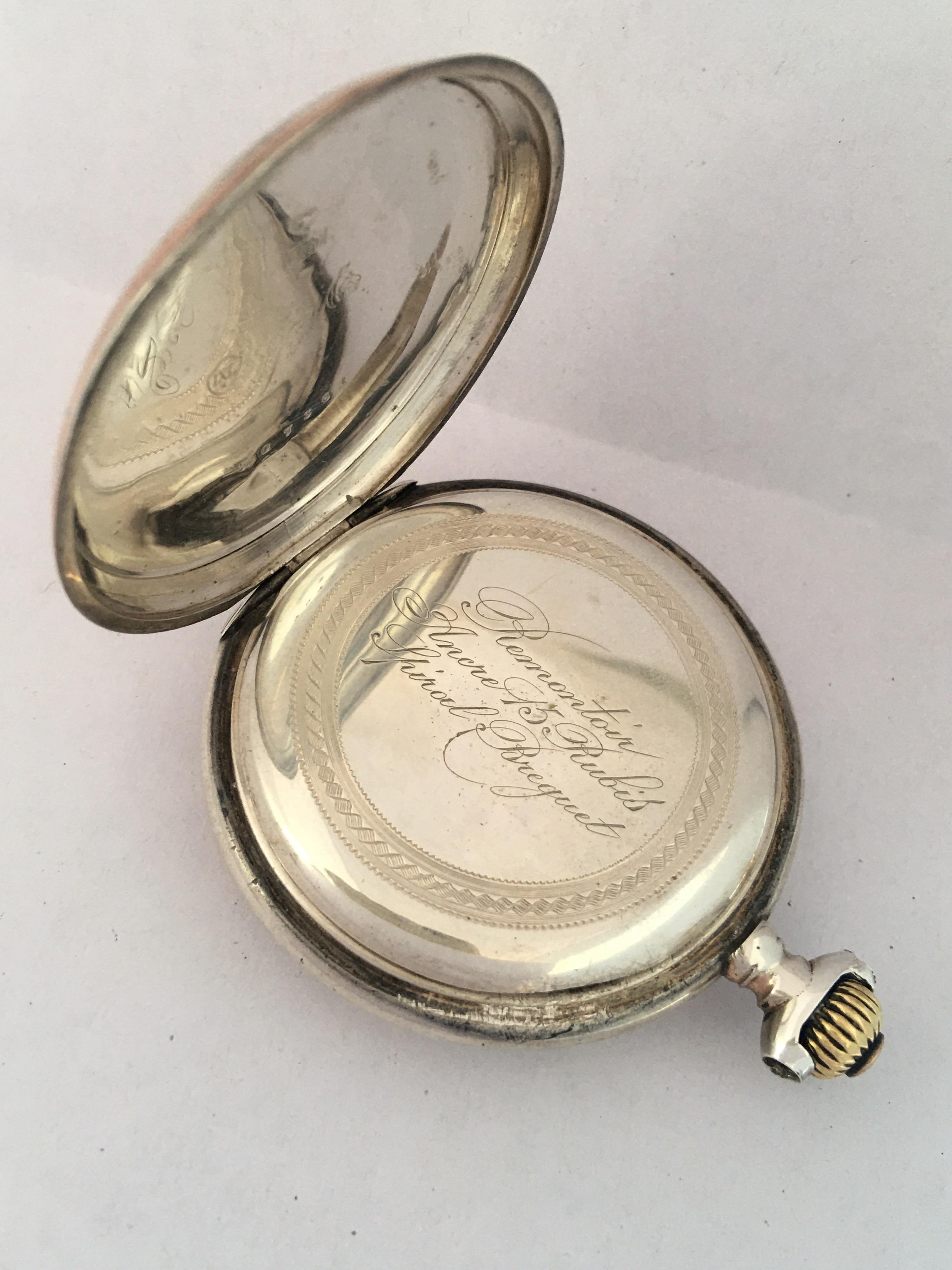 Antique Silver Full Hunter Hand Winding Pocket Watch For Sale at ...