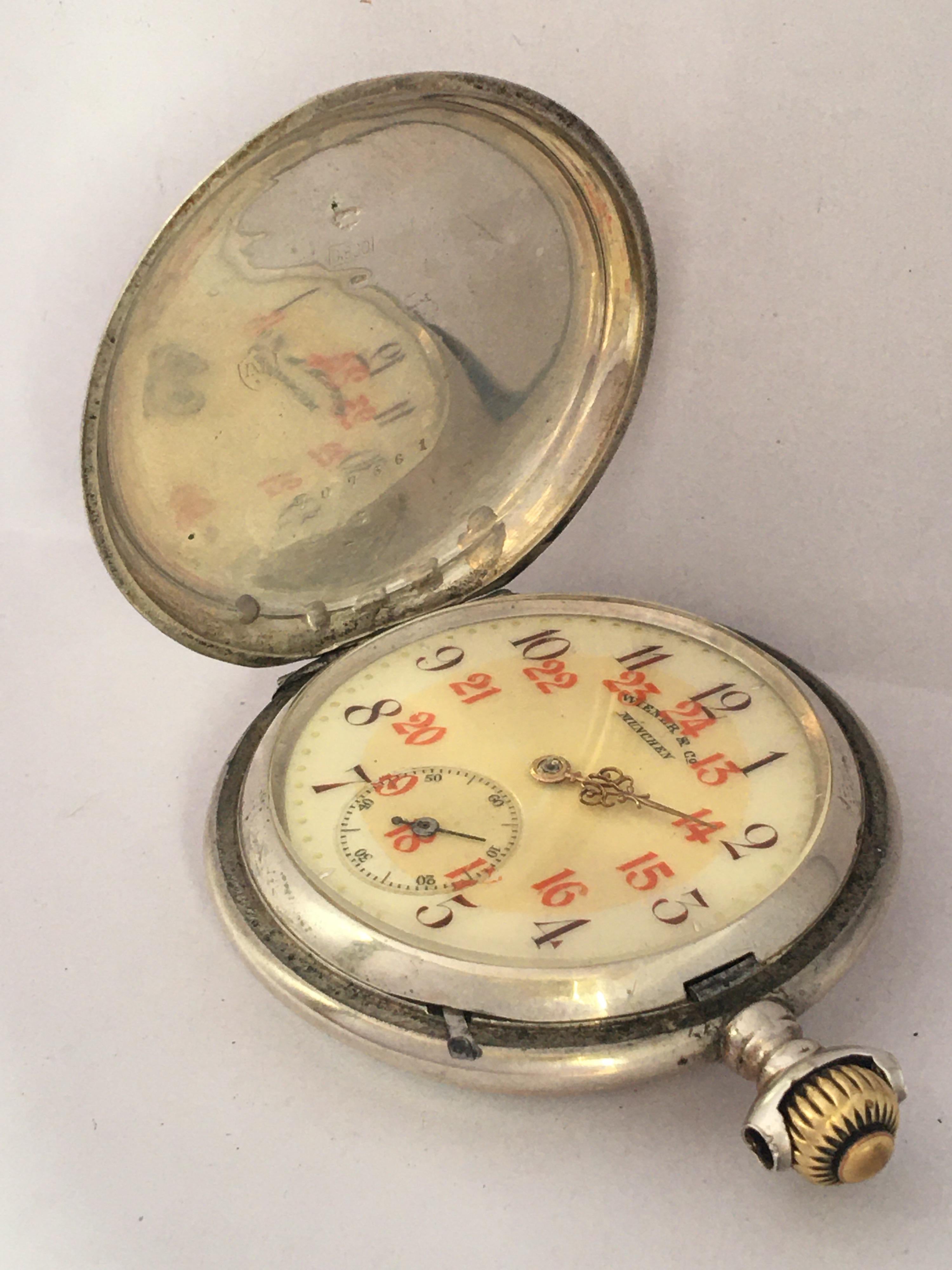 Antique Silver Full Hunter Hand Winding Pocket Watch For Sale at ...