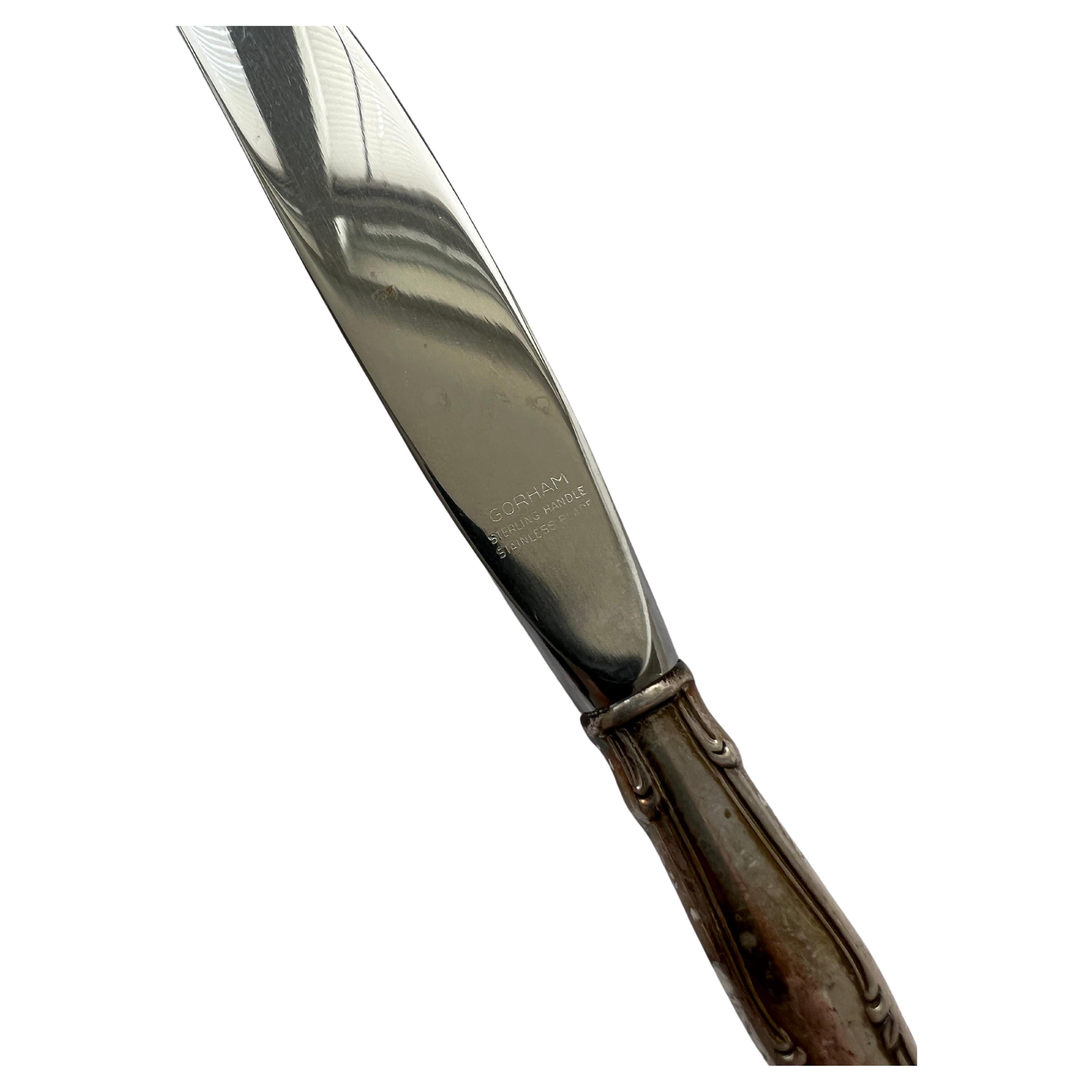 Antique Silver Handle Table Knives Set Steel Blades Galt Vintage Estate ...