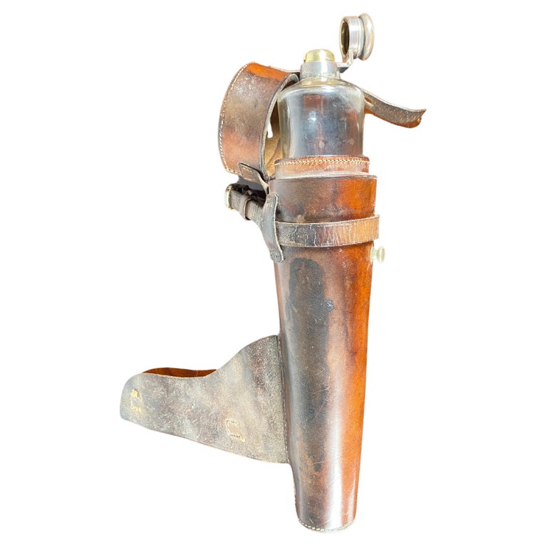 Antique Silver Hunting Flask with Leather Case, Mid-19th Century at 1stDibs