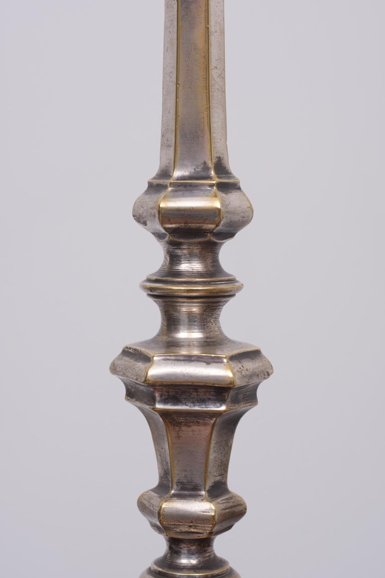 Antique Silver Italian Rococo Lamp Stands 19 Century For Sale at 1stDibs