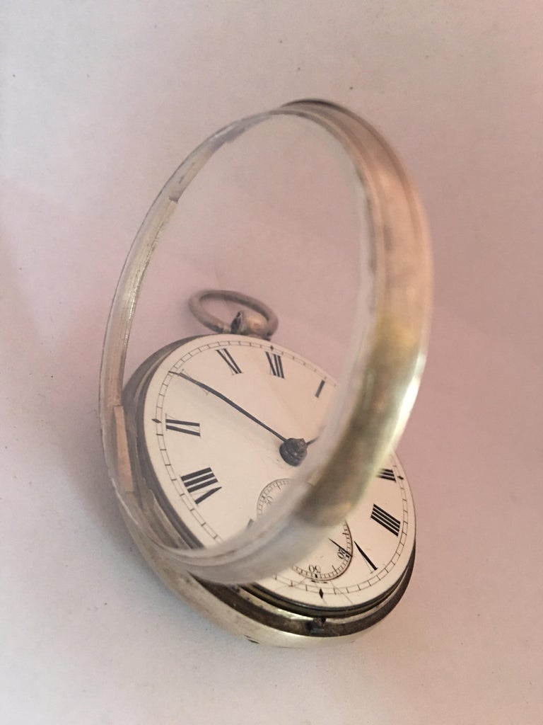 Antique Silver Key Winding Pocket Watch For Sale at 1stDibs