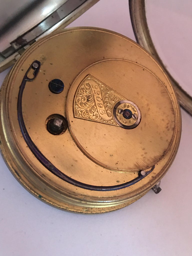 Antique Silver Key Winding Pocket Watch For Sale at 1stDibs