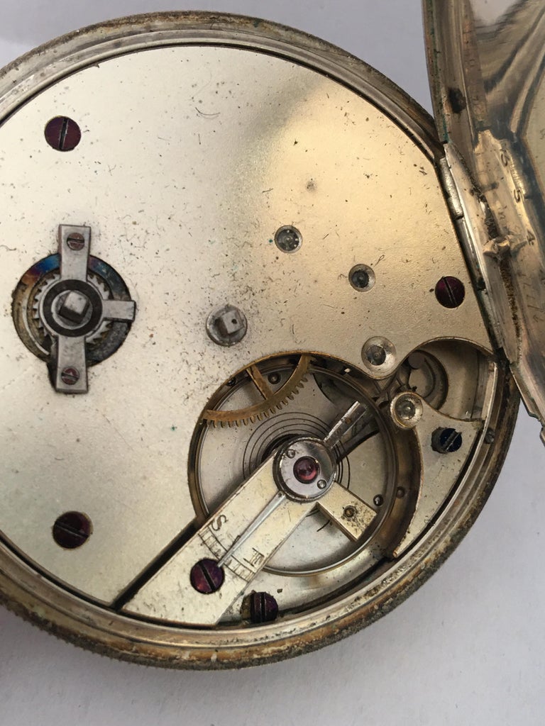 Antique Silver Key-Winding Pocket Watch For Sale at 1stDibs