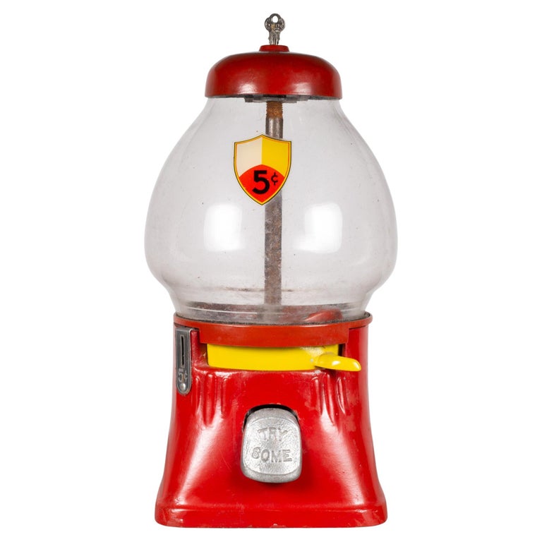 Antique Silver King 5 Cent Gum Ball Vending Machine c.1940 at 1stDibs