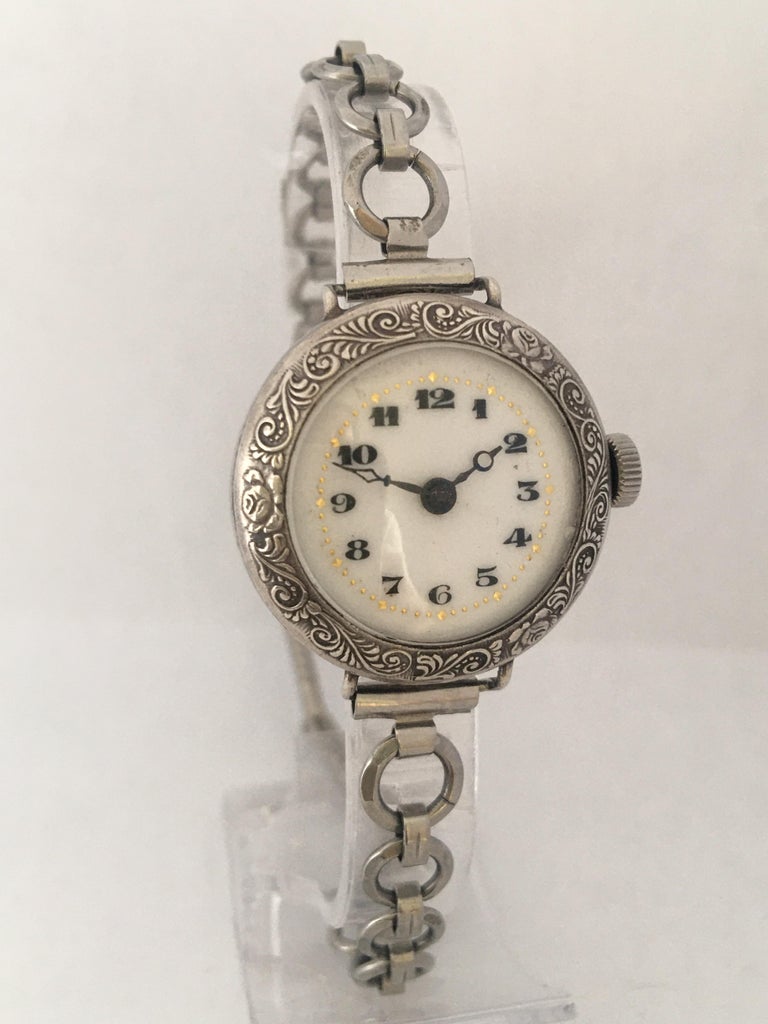 Antique Silver Ladies Mechanical Trench Watch at 1stDibs
