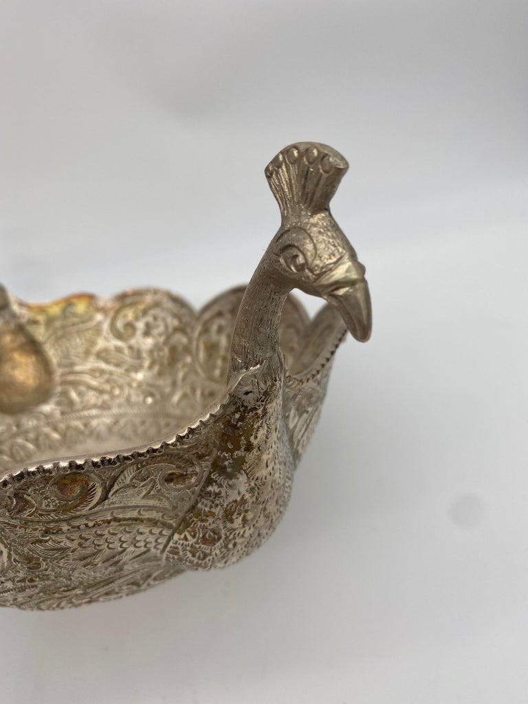 Antique Silver Oval Serving Bowl with Peacock Handles For Sale at ...