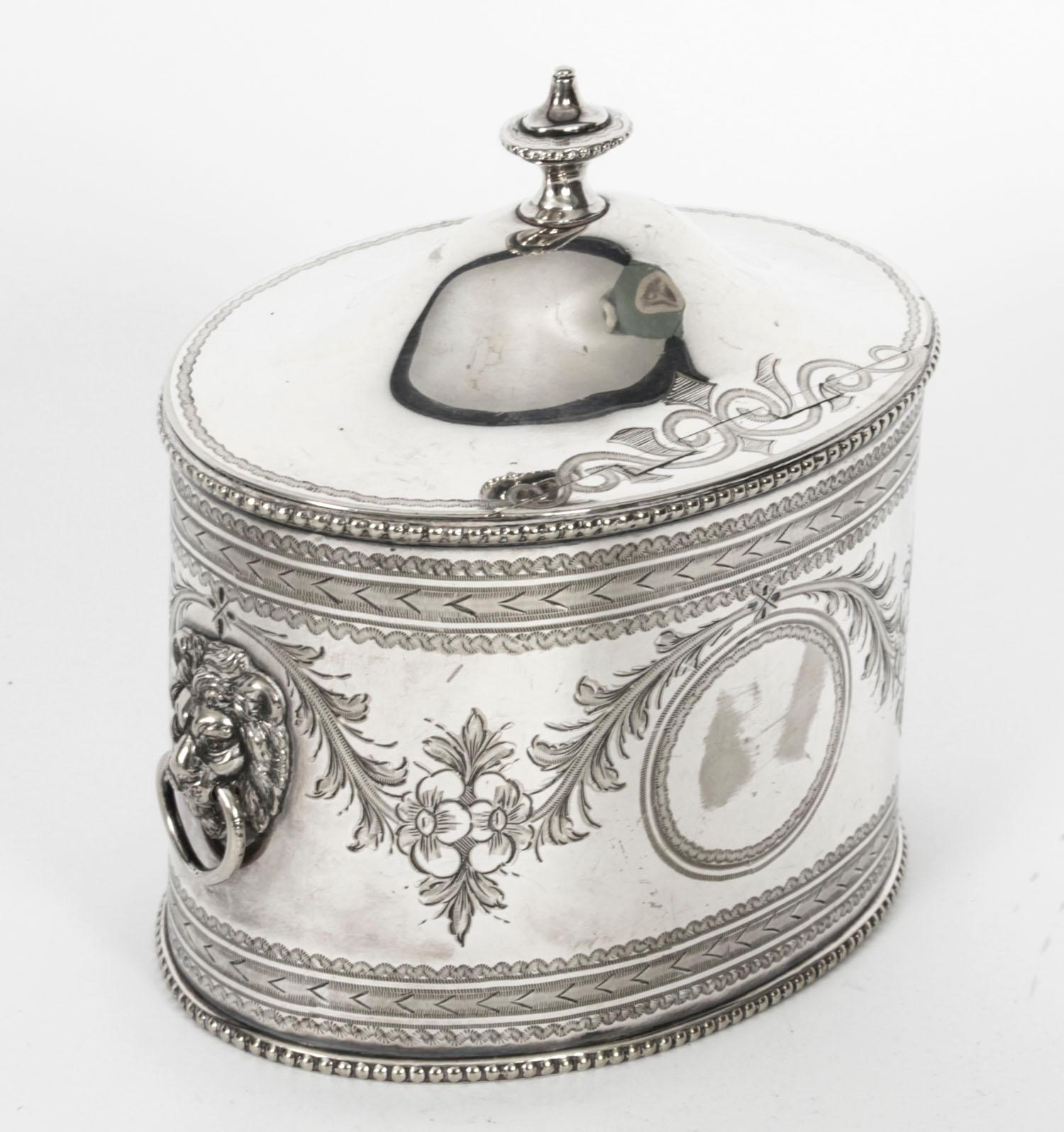 Antique Silver Plaed Tea Caddy by Martin Hall, 19th Century at 1stDibs