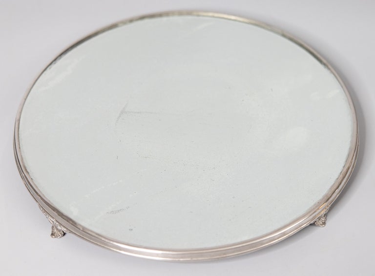 Antique Silver Plate Footed Mirror Plateau, circa 1920 For Sale at 1stDibs