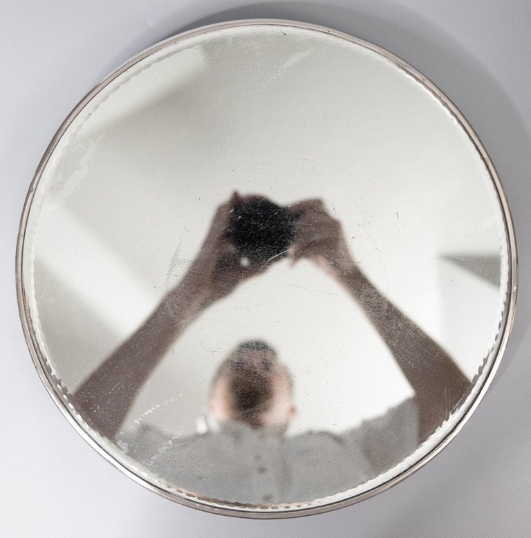 Antique Silver Plate Footed Mirror Plateau, circa 1920 For Sale at 1stDibs