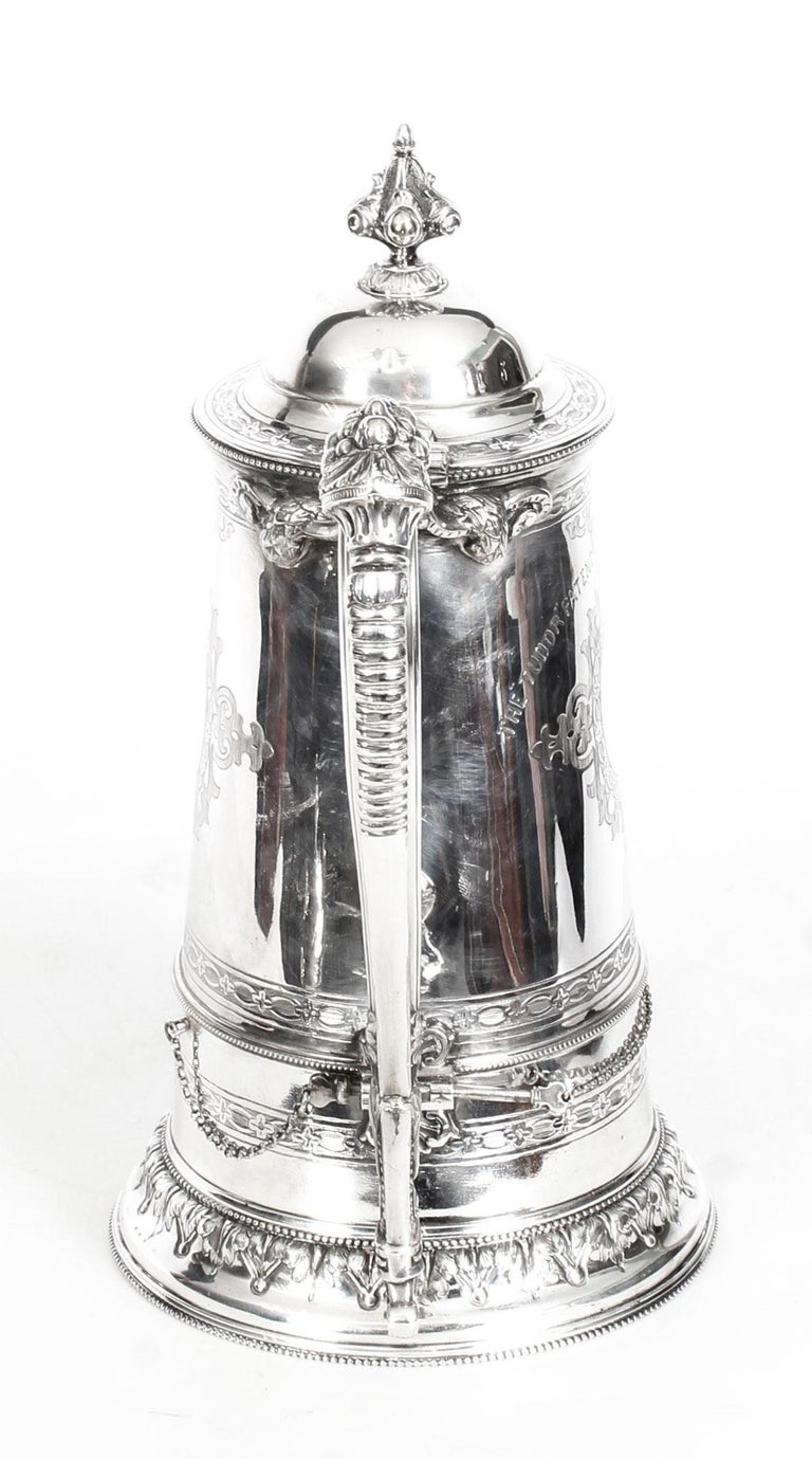 Antique Silver Plate Tudor Patent Wine Cooling Flagon, 19th Century at ...
