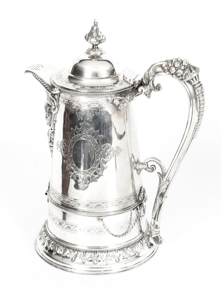 Antique Silver Plate Tudor Patent Wine Cooling Flagon, 19th Century at ...
