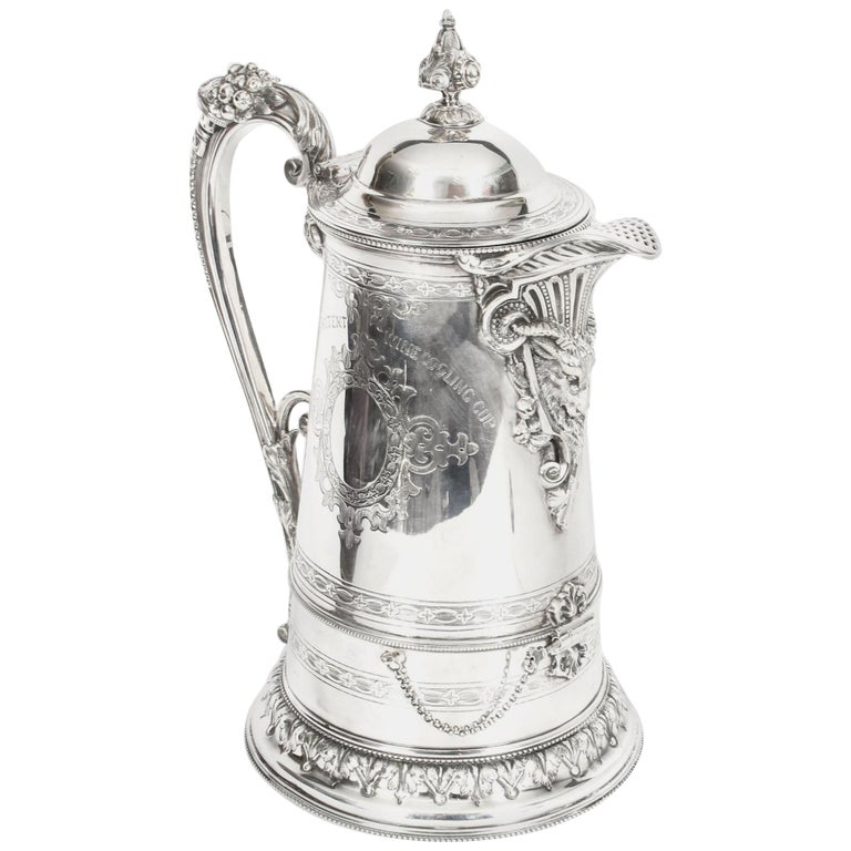 Antique Silver Plate Tudor Patent Wine Cooling Flagon, 19th Century at ...