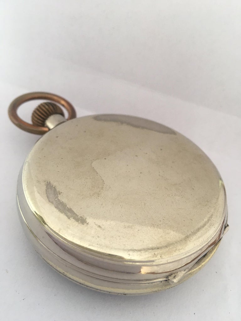 Antique Silver Plated Goliath Pocket Watch For Sale at 1stDibs