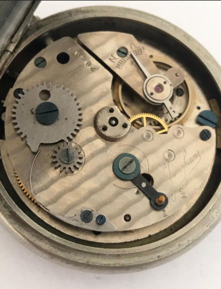 Antique Silver Plated Alarm Pocket Watch Signed Junghans For Sale at ...