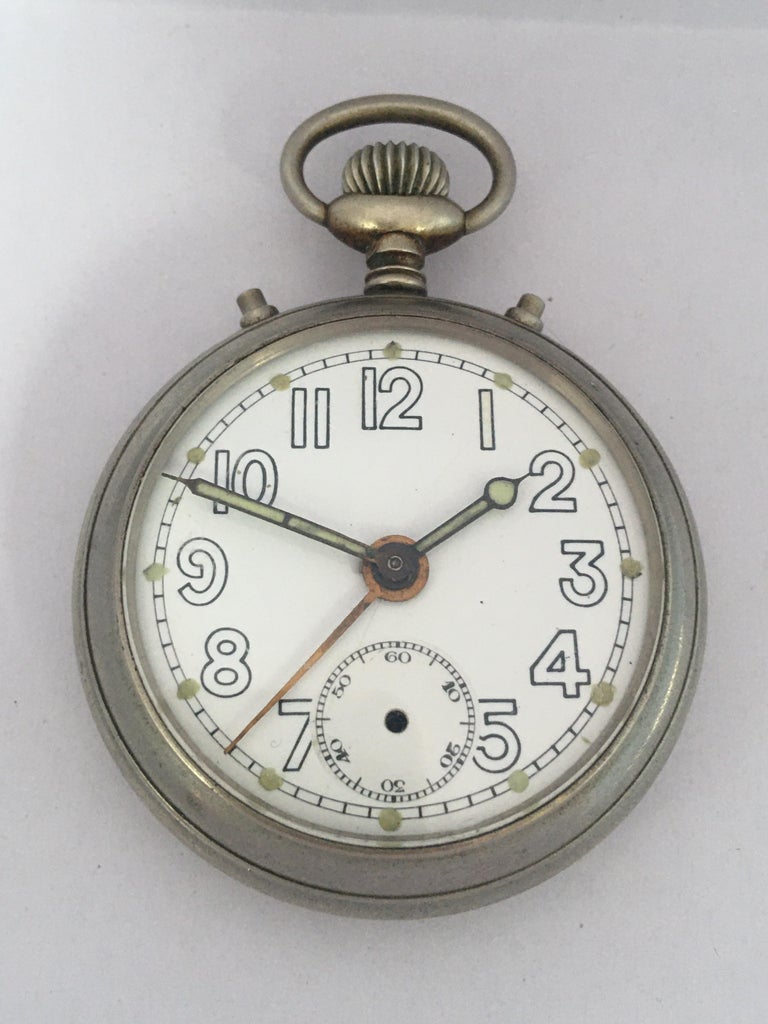 Antique Silver Plated Alarm Pocket Watch Signed Junghans For Sale at ...