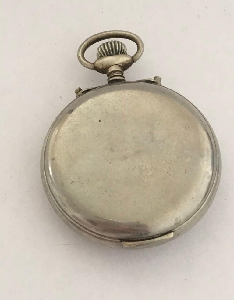 Antique Silver Plated Alarm Pocket Watch Signed Junghans For Sale at ...