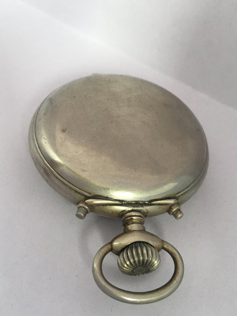 Antique Silver Plated Alarm Pocket Watch Signed Junghans For Sale at ...
