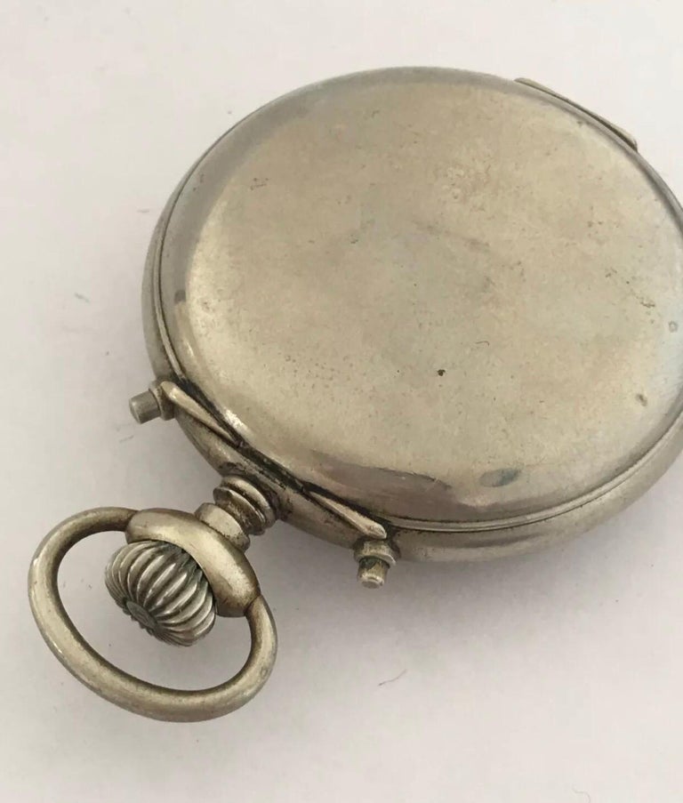 Antique Silver Plated Alarm Pocket Watch Signed Junghans For Sale at ...