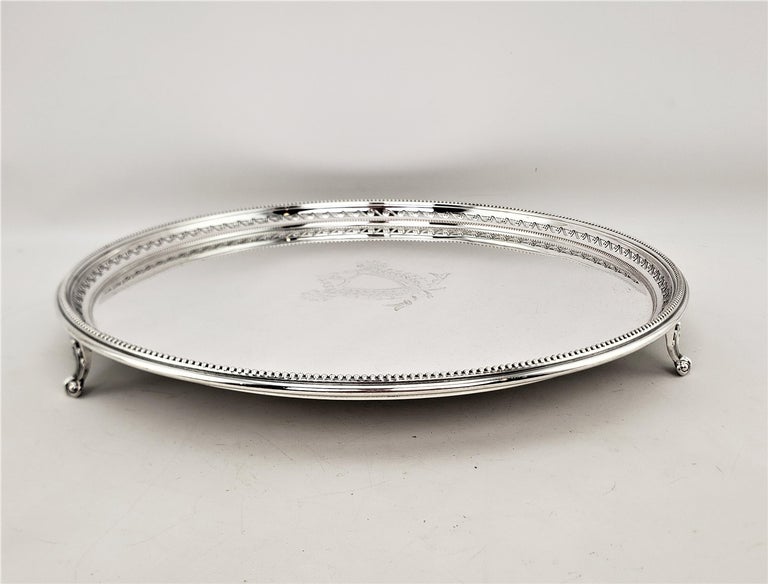 Antique Silver Plated Barker Ellis Round Footed Serving Tray or Salva ...