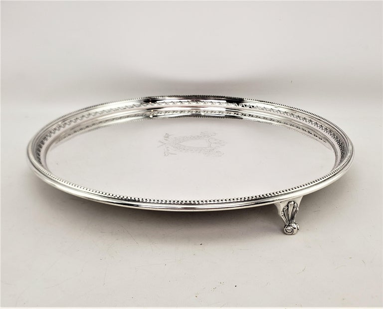 Antique Silver Plated Barker Ellis Round Footed Serving Tray or Salva ...