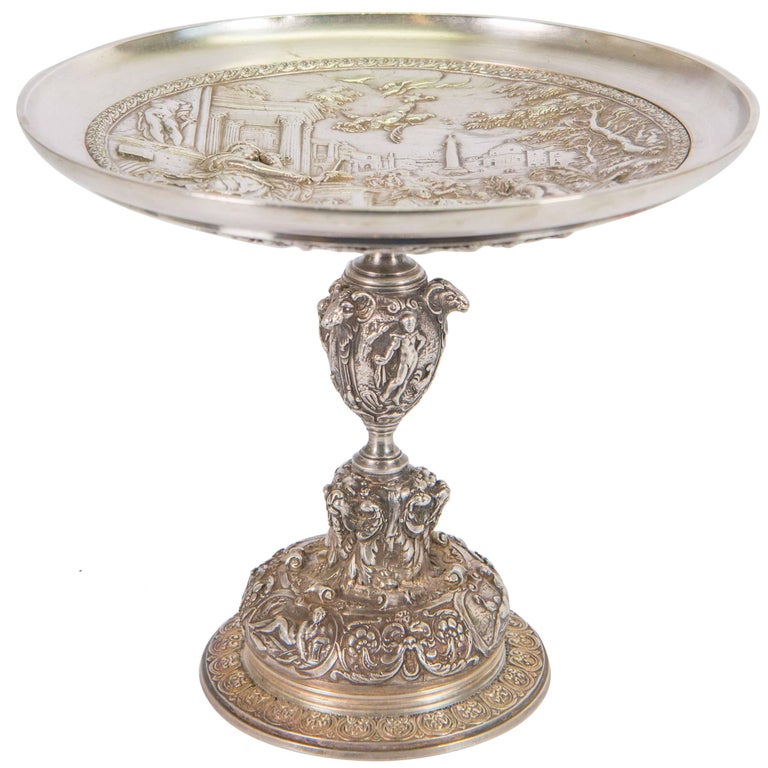 Antique Silver Plated Bronze Tazza with Nice Quality Figurines at 1stDibs