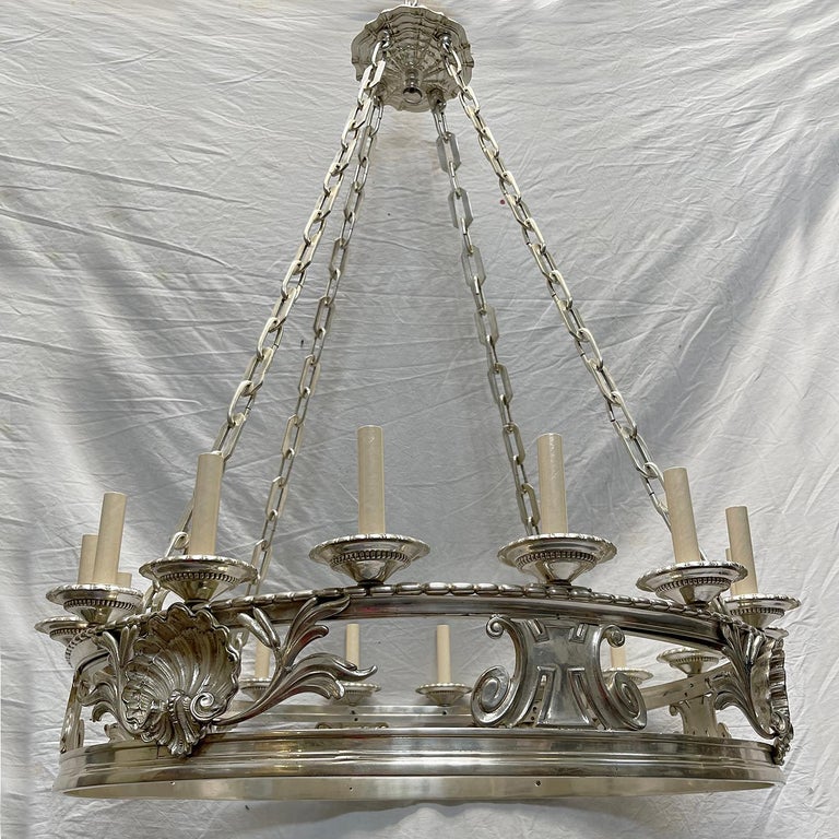Antique Silver Plated Chandelier For Sale at 1stDibs