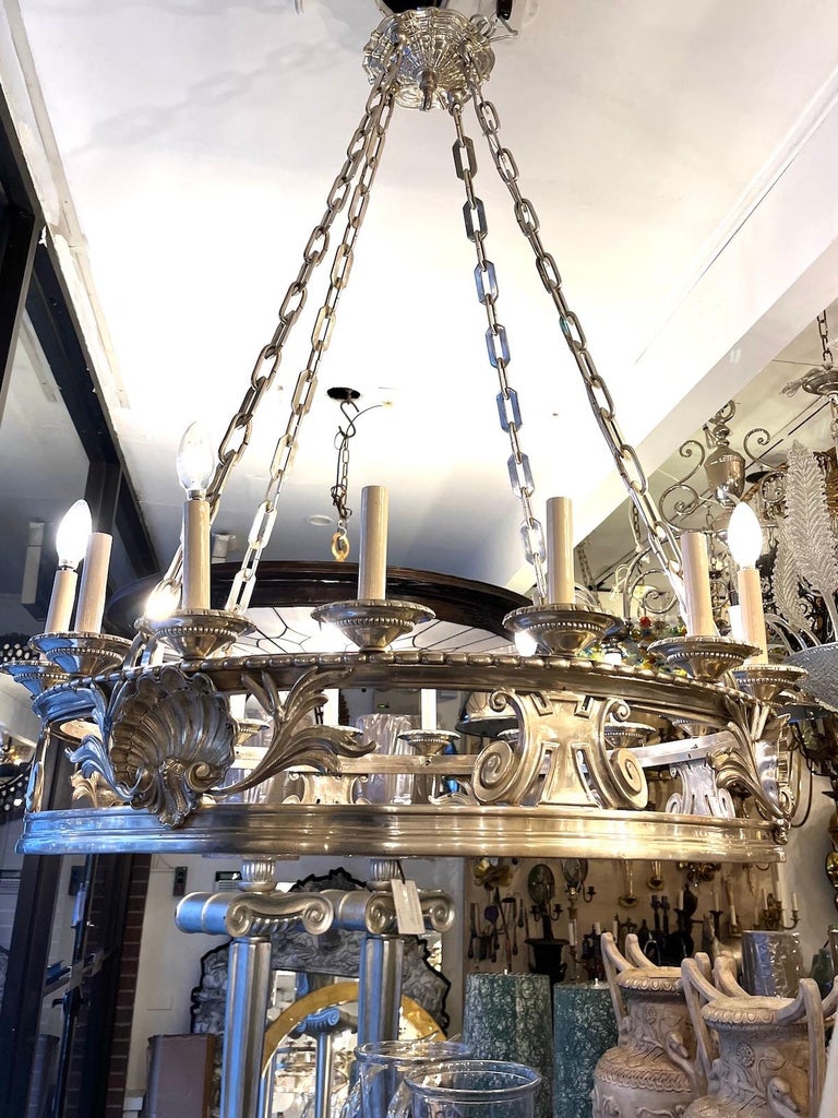 Antique Silver Plated Chandelier For Sale at 1stDibs