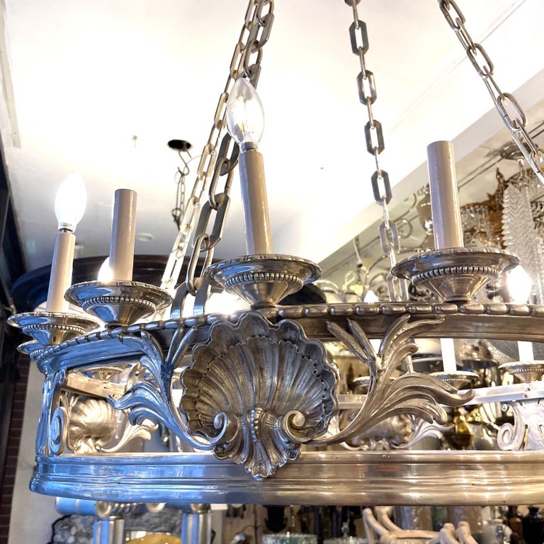 Antique Silver Plated Chandelier For Sale at 1stDibs