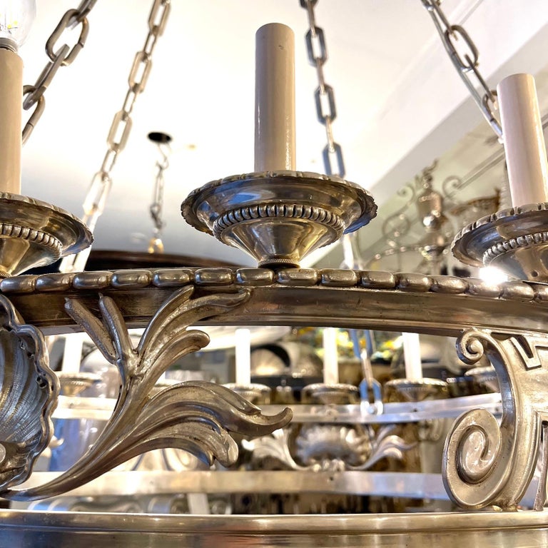 Antique Silver Plated Chandelier For Sale at 1stDibs
