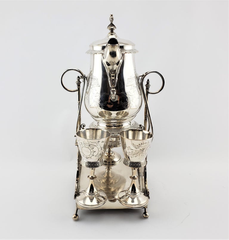Antique Silver Plated and Engraved Tipping Ice Water Set or Lemonade ...