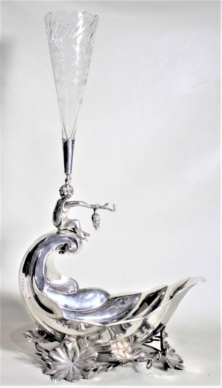 Antique Silver Plated Grape Stand Centerpiece with Child and Etched ...