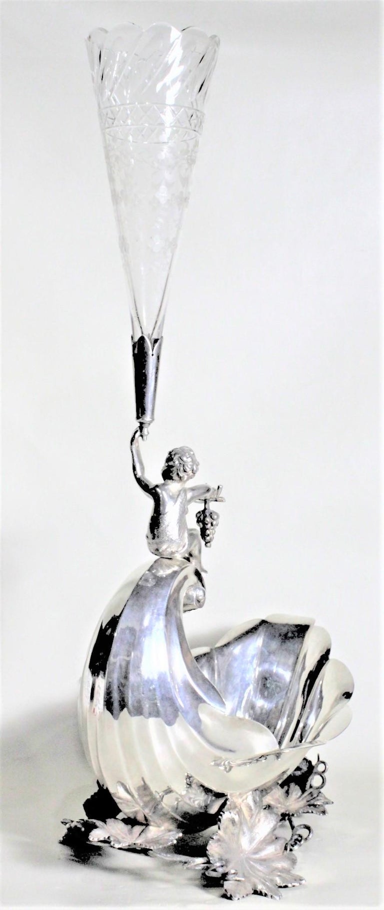 Antique Silver Plated Grape Stand Centerpiece with Child and Etched ...