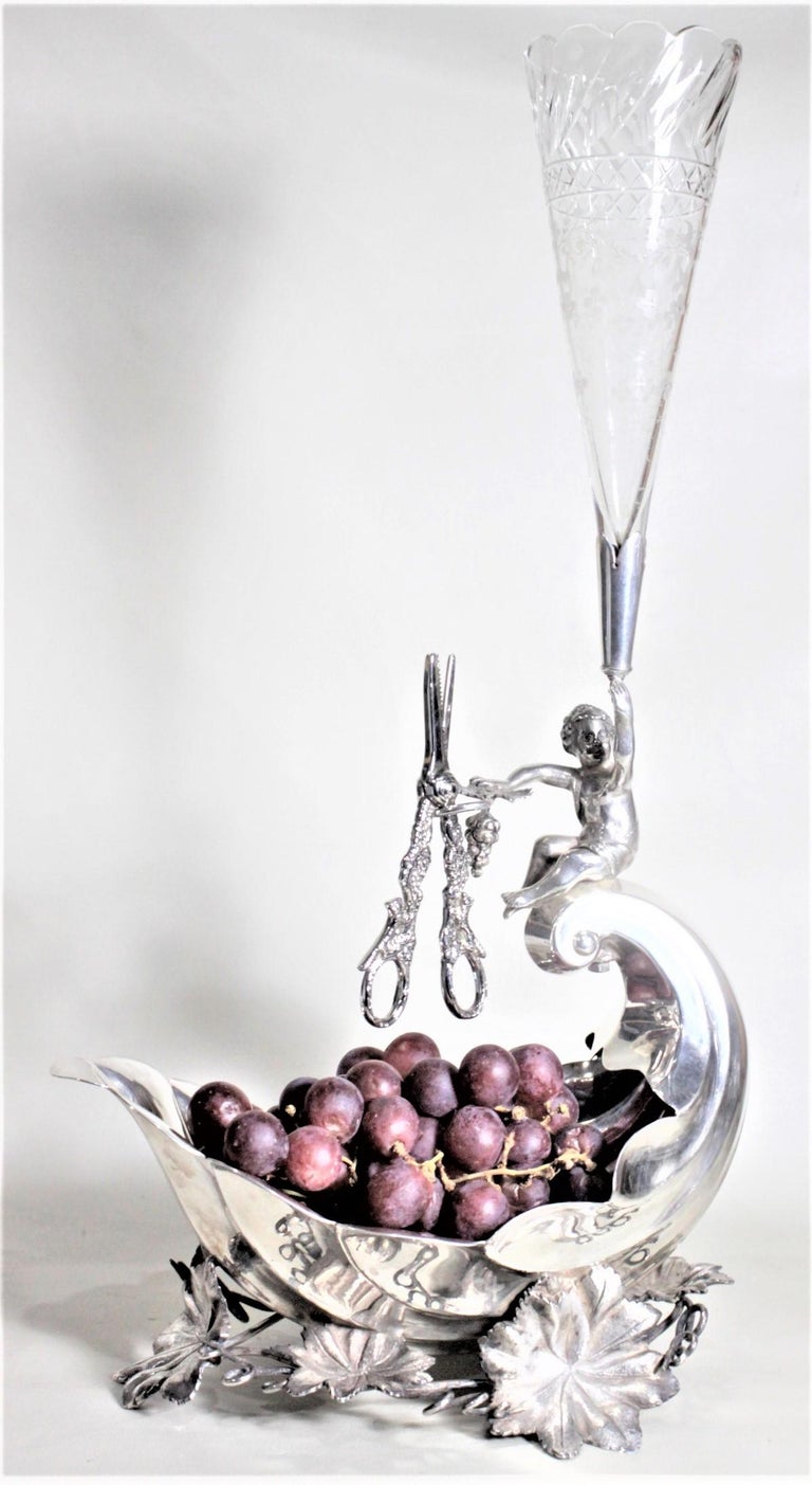 Antique Silver Plated Grape Stand Centerpiece with Child and Etched ...
