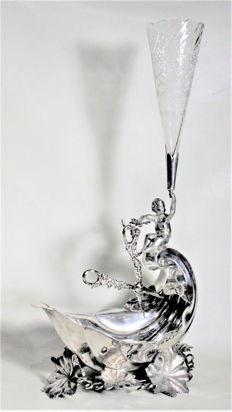 Antique Silver Plated Grape Stand Centerpiece with Child and Etched ...