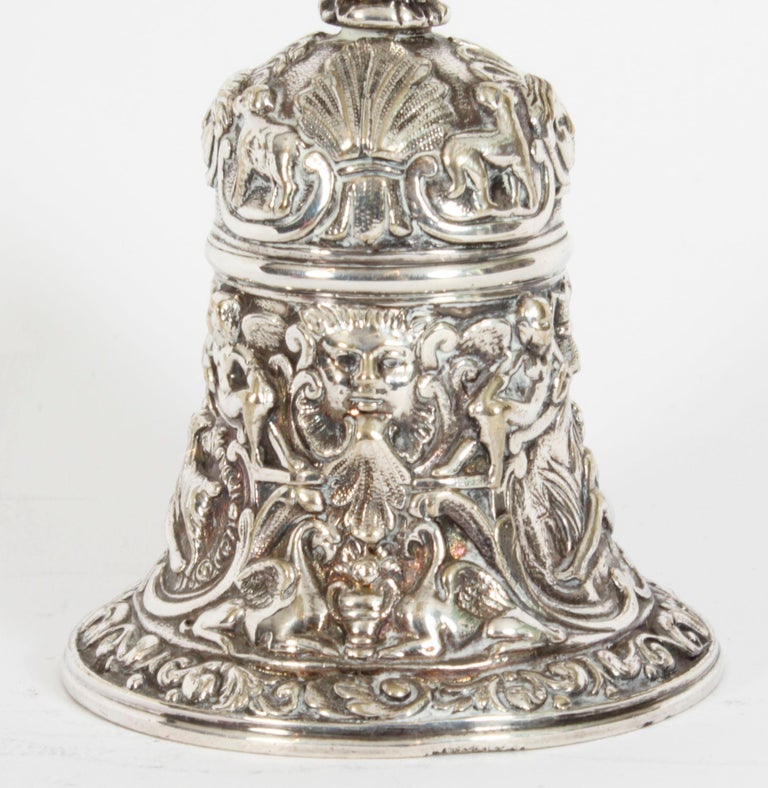 Antique Silver Plated Hand Bell Renaissance Revival 19th Century For ...