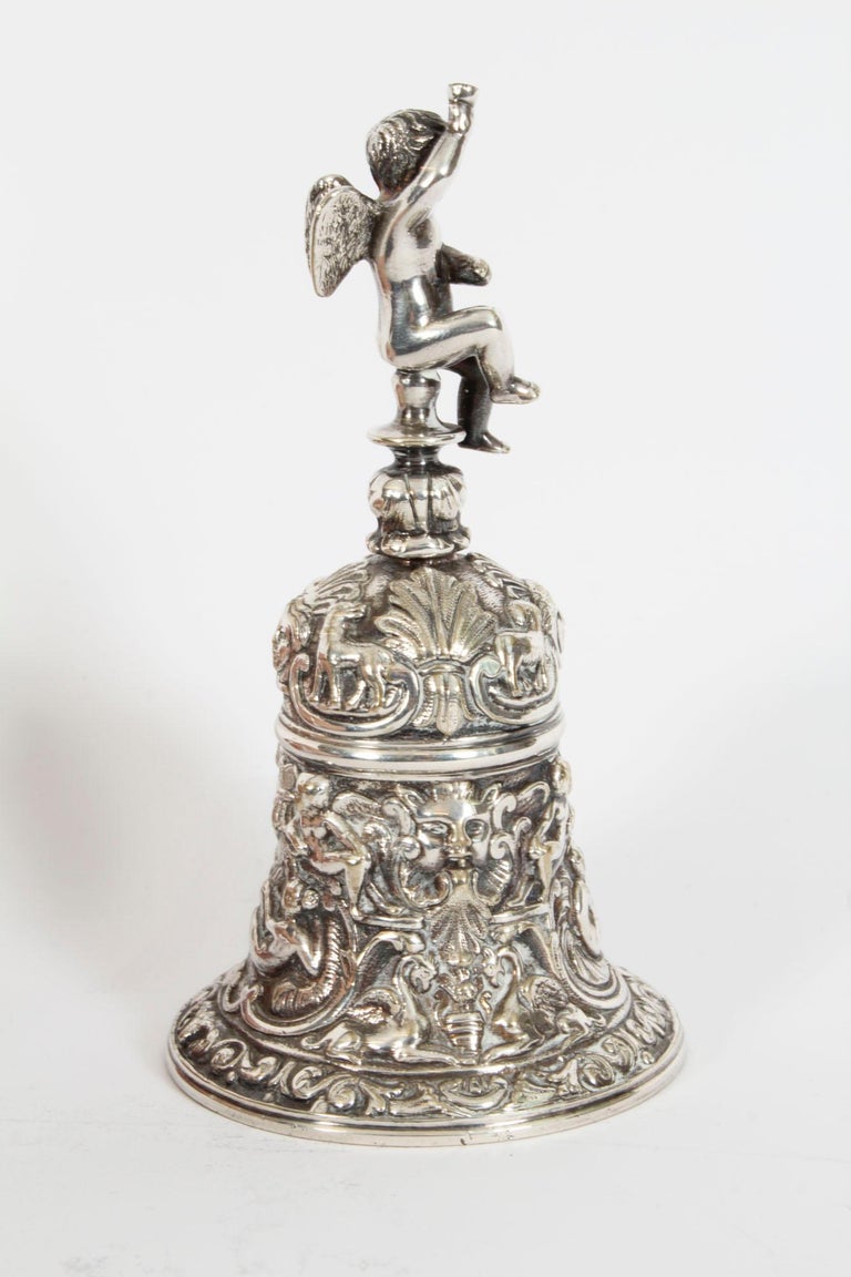 Antique Silver Plated Hand Bell Renaissance Revival 19th Century For ...