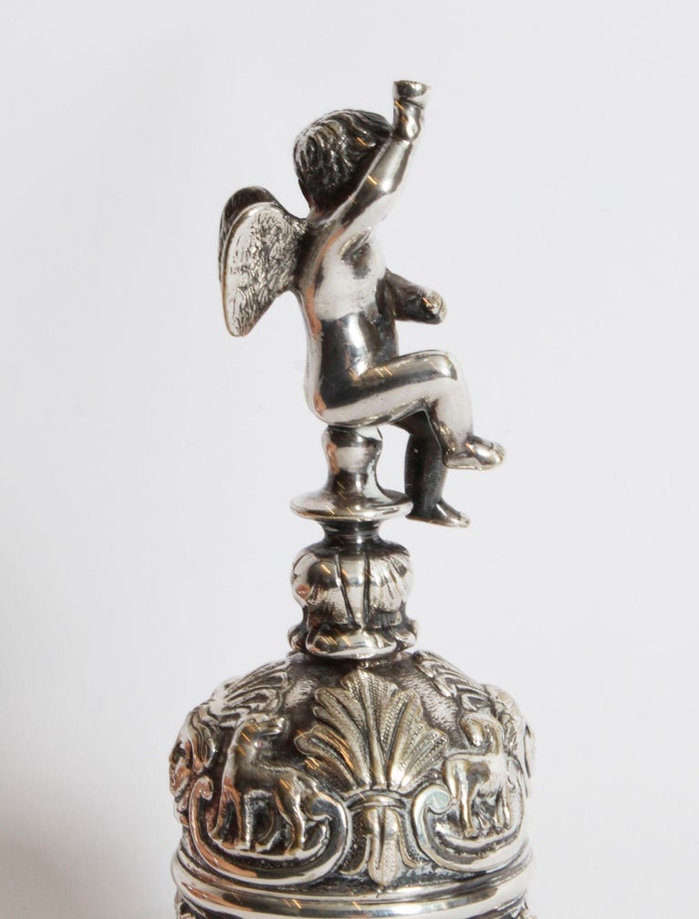 Antique Silver Plated Hand Bell Renaissance Revival 19th Century For ...